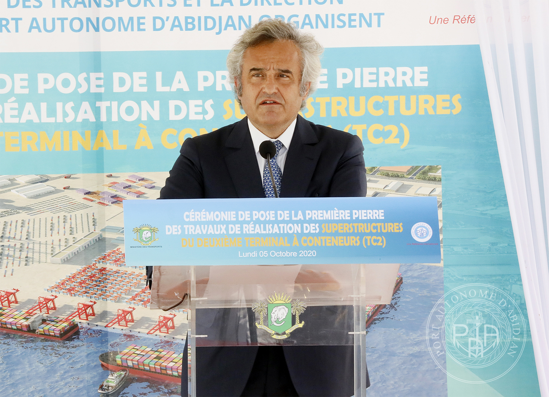 Port autonome d'Abidjan: pose de la première pierre du TC2